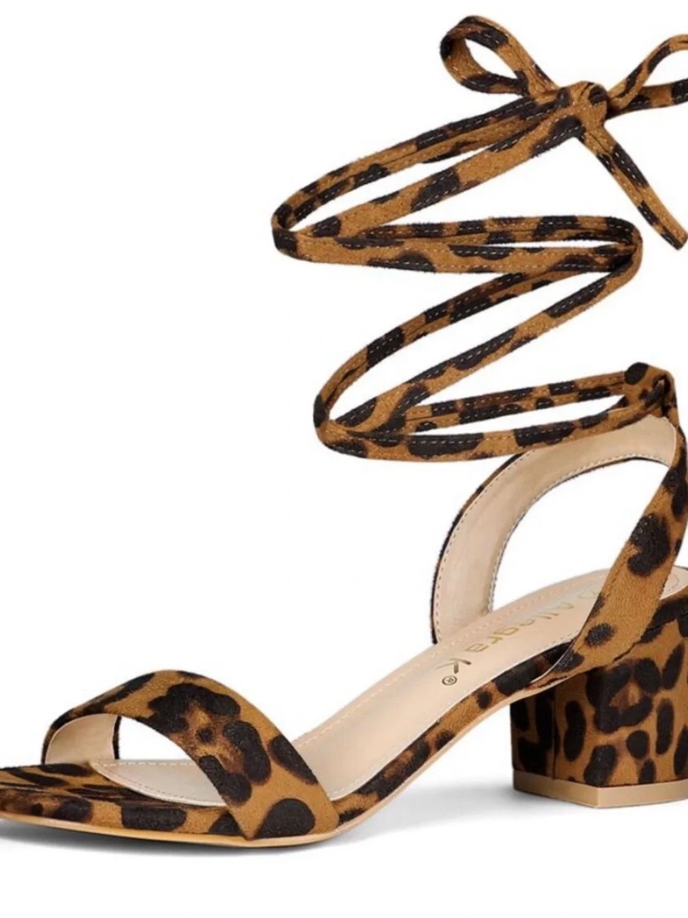 Allegra K | Shoes | Leopard Print Laceup Block Heel Sandals | Poshmark
